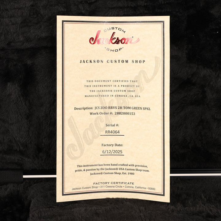 Jackson Custom Shop Rhoads RR-VS Fixed Bridge Green Sparkle | The Music Zoo