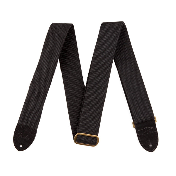 Fender Cotton and Leather Guitar Strap (Black) | The Music Zoo
