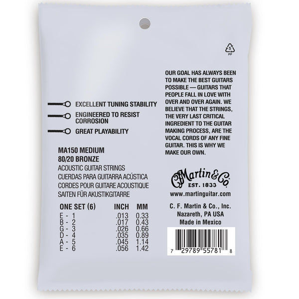 Martin Authentic Acoustic SP 80/20 Bronze Acoustic Strings (Medium 13 ...