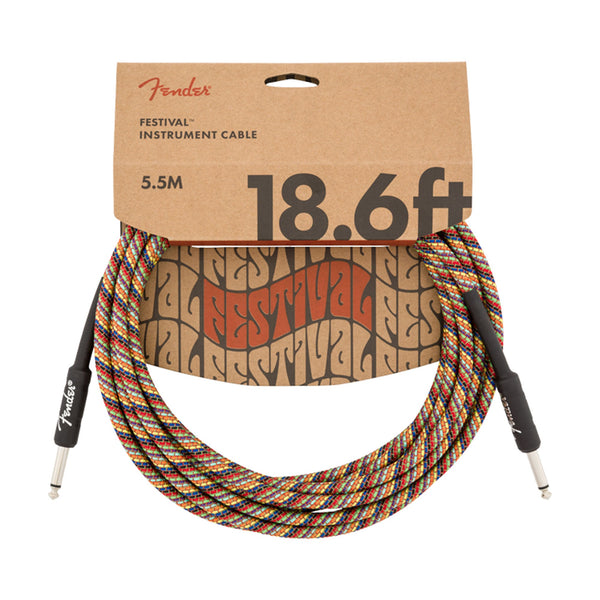 Fender Festival Instrument Cable Rainbow 18.6 Feet | The Music Zoo