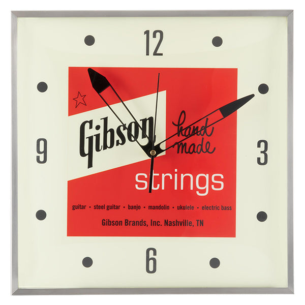 Gibson Vintage Lighted Wall Clock Handmade Strings Graphic | The Music Zoo